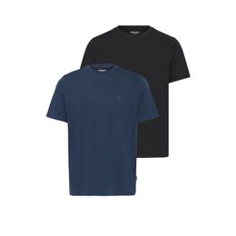 Rundhalsshirt Blend "Rundhalsshirt BHEbal 2 PACK", Herren, Gr. S, blau (marineblaus, schwarz), Obermaterial: 100% Baumwolle CO., Shirts Rundhalsshirt