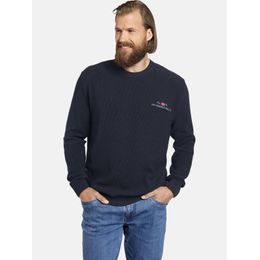 Strickpullover Jan Vanderstorm "Pullover ALBREKT", Herren, Gr. XL, blau (dunkelblau), Obermaterial: 50% Baumwolle CO. 50% Polyacryl PAN., unifarben, normal, Rundhals, Pullover Strickpullover