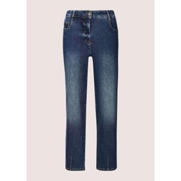 Madeleine Mode Regular-fit-Jeans MADELEINE "Jeans Baumwollhose mit Saumabn&auml;hern", Damen, Gr. 18, N + K Gr, blau, Obermaterial: 92% Baumwolle CO. 6% Polyester PES. 2% Elasthan EL., Jeans
