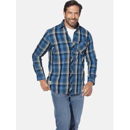 Langarmhemd Jan Vanderstorm "Hemd JORVAR", Herren, Gr. XXL, weit, blau (dunkelblau kariert), Obermaterial: 100% Baumwolle CO., Hemden