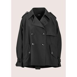 Madeleine Mode Trenchcoat MADELEINE "Kurztrench Kurzer Trenchcoat", Damen, Gr. 36, schwarz, Obermaterial: 100% Polyester PES., Modern, normal, M&auml;ntel