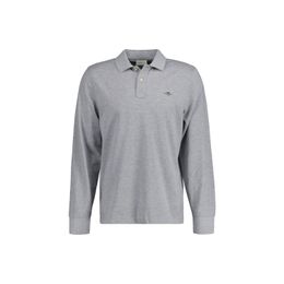 Poloshirt Gant "Poloshirt Regular Shield Longsleeve Pique Rugger 1er Pack", Herren, Gr. 5XL, grau, Obermaterial: 100% Baumwolle CO., Shirts