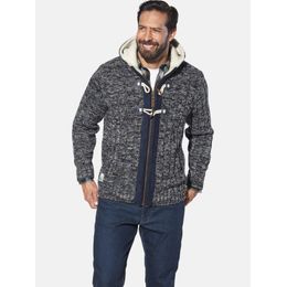 Kapuzenstrickjacke Jan Vanderstorm "Outdoor Strickjacke EIRBORG", Herren, Gr. XXL, blau (dunkelblau melange), Obermaterial: 85% Polyacryl PAN. 15% Wolle mw., Strickjacken