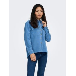 Cordjacke Only "ONLAMAZING L/S CORD SHACKET PNT", Damen, Gr. S, riviera, Cord, Obermaterial: 100% Baumwolle, unifarben, Po-bedeckend, Jacken
