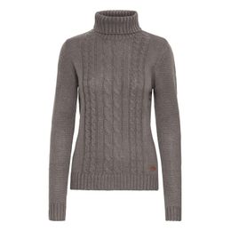 Rollkragenpullover oxmo "Rollkragenpullover OXCATHY", Damen, Gr. XXL, grau (dunkelgrau), Grobstrick, Obermaterial: 100% Polyacryl PAN., unifarben, normal, ohne Ausschnitt, Pullover Rollkragenpullover