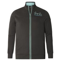 Sweatjacke Jan Vanderstorm "Sweatjacke JAVALD", Herren, Gr. 3XL, grau (dunkelgrau), Obermaterial: 100% Baumwolle CO., Sweatjacken Sweatjacke