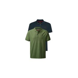 Kurzarmhemd MCS "MCS 2er-Pack polo shirts MCHarry", Herren, Gr. M, Normalgr&ouml;&szlig;en, schwarz sapphire, bronze gr&uuml;n, Obermaterial: 100% Baumwolle, Hemden