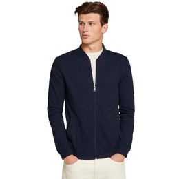 Sweatjacke Tom Tailor Denim, Herren, Gr. S, blau (navy), Sweatware, Obermaterial: 100% Baumwolle, unifarben, normal, B&uuml;ndchen, Sweatjacken Sweatjacke, in Blousonform