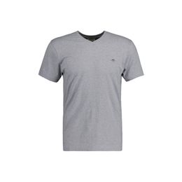 T-Shirt Gant "T-Shirt SLIM SHIELD V-NECK T-SHIRT 1er Pack", Herren, Gr. 4XL, grau, Obermaterial: 100% Baumwolle CO., Shirts T-Shirt