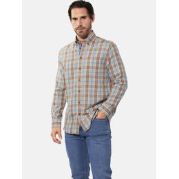 Langarmhemd Babista "Hemd DELVANO", Herren, Gr. XXL, weit, beige (beige kariert), Obermaterial: 100% Baumwolle CO., Hemden