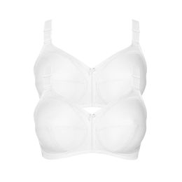 B&uuml;gelloser BH LISCA "2er Pack BH ohne B&uuml;gel Mirelas", Damen, Gr. 100, Cup C, wei&szlig;, Obermaterial: 55% Polyamid PA. 25% Elasthan EL. 20% Baumwolle CO., BHs