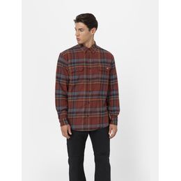 Funktionshemd Dickies "Dickies Workwear Hemden FLEX FLANNEL L/S SHIRT", Kinder, Gr. XXL, Normalgr&ouml;&szlig;en, rot (firot brick mulitplaid), Flanell, Obermaterial: 99% Baumwolle, 1% Elasthan, Hemden