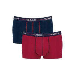 Boxershorts Sloggi "Boxershort Start Hipster C2P box 2er Pack", Herren, Gr. XL, schwarz (schwarz, rot), Obermaterial: 96% Baumwolle CO. 4% Elasthan EL., Unterhosen