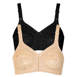 B&uuml;gelloser BH LISCA "2er Pack BH ohne B&uuml;gel Sabina", Damen, Gr. 100, Cup E, bunt (schwarz beige), Obermaterial: 85% Polyamid PA. 15% Elasthan EL., BHs