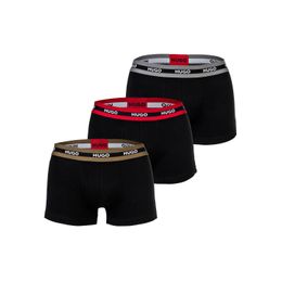 Boxershorts Hugo "Boxershort TRUNK TRIPLET PLANET 3er Pack", Herren, Gr. L, schwarz (schwarz, grau, rot, oliv), Obermaterial: 95% Baumwolle CO. 5% Elasthan EL., Unterhosen