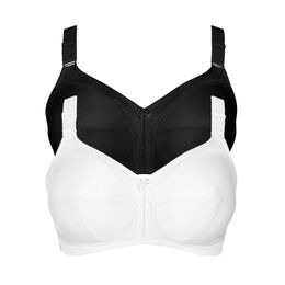 B&uuml;gelloser BH LISCA "2er Pack BH ohne B&uuml;gel Mirelas", Damen, Gr. 100, Cup E, bunt (schwarz, wei&szlig;), Obermaterial: 55% Polyamid PA. 25% Elasthan EL. 20% Baumwolle CO., BHs