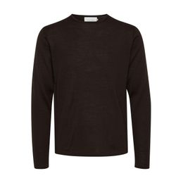 Strickfleece-Pullover Casual Friday "Strickpullover CFKent", Herren, Gr. S, braun (coffee bean melange), Obermaterial: 50% Wolle WO. 50% Polyacryl PAN., Pullover