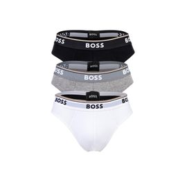 Slip BOSS "Slip Briefs 3P Power 3er Pack", Herren, Gr. M, bunt (wei&szlig;, grau, schwarz), Obermaterial: 95% Baumwolle CO. 5% Elasthan EL., Unterhosen Slip