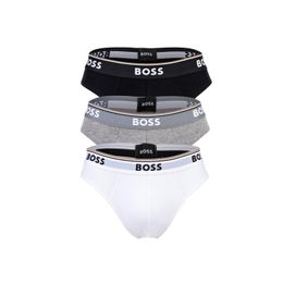 Slip BOSS "Slip Briefs 3P Power 3er Pack", Herren, Gr. M, bunt (wei&szlig;, grau, schwarz), Obermaterial: 95% Baumwolle CO. 5% Elasthan EL., Unterhosen Slip