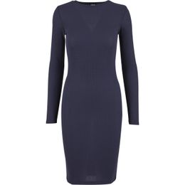 Shirtkleid Urban Classics "Urban Classics Damen Ladies Rib Dress", Damen, Gr. 4XL, US-Gr&ouml;&szlig;en, navy, 77% Viskose, 19% Polyester, 4% Elasthan, unifarben, slim fit, Rundhals, Kleider Shirtkleid