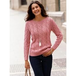 Strickpullover Inspirationen "Pullover", Damen, Gr. 40, rot (rosenholz), 50% Baumwolle, 50% Polyacryl, unifarben, Pullover Strickpullover