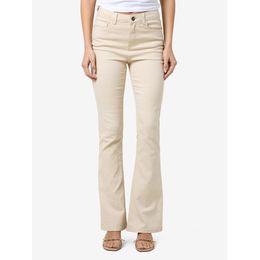 Bootcut-Jeans Noisy may "NMSALLIE HW FLARE JEANS OATMEAL NOOS", Damen, Gr. 27, L&auml;nge 32, beige (oatmeal), Denim/Jeans, Obermaterial: 79% Baumwolle, 20% Polyester, 1% Elasthan, unifarben, slim fit, Jeans