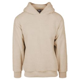 Rundhalspullover Urban Classics "Urban Classics Herren Sherpa Hoody", Herren, Gr. L, schwarzsand, 100% Polyester, unifarben, normal, ohne Ausschnitt, Pullover Rundhalspullover
