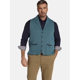 Strickweste CHARLES COLBY "Strickweste DUKE HESTON", Herren, Gr. 4XL, blau (petrol gemustert), Obermaterial: 50% Baumwolle CO. 50% Polyacryl PAN., Westen Strickweste
