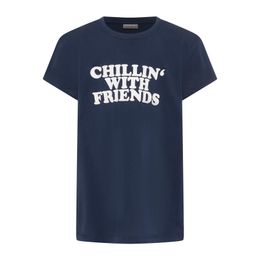T-Shirt Kidsworld "T-Shirt Spruch: CHILLIN' WITH FRIENDS", M&auml;dchen, Gr. 128/134, marine, Single Jersey, Obermaterial: 100% Baumwolle, bedruckt, Basic, Rundhals, Shirts T-Shirt, f&uuml;r M&auml;dchen, Kurzarm, Rundhalsausschnitt, aus Baumwolle