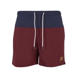 Badeshorts Urban Classics "Urban Classics Herren Block Swim Shorts", Herren, Gr. XXL, US-Gr&ouml;&szlig;en, nvy, burgundy, 100% Polyamid, Badehosen Badeshorts