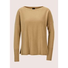 Madeleine Mode Longpullover MADELEINE "Kaschmirpullover Schlichter Strickpullover mit U-Boot-Ausschnitt", Damen, Gr. 34, braun (caramel), Obermaterial: 100% Kaschmir WS., Pullover Longpullover