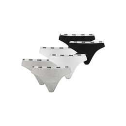 String Puma "String 6er Pack", Damen, Gr. XL, bunt (grau, wei&szlig;, schwarz), Obermaterial: 95% Baumwolle CO. 5% Elasthan EL., Unterhosen String