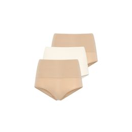 Slip Jockey "Slip Tummy Smoothing Brief 3er Pack", Damen, Gr. L, bunt (wei&szlig;, beige), Obermaterial: 80% Polyester PES. 20% Elasthan EL., Unterhosen Slip