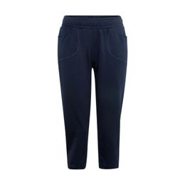 Stoffhose GOLDNER "Bequeme 3/4-Freizeithose mit Schlupfbund und Taschen", Damen, Gr. 38, N-Gr, blau (marine), Obermaterial: 60% Baumwolle CO. 35% Polyester PES. 5% Elasthan EL., Hosen Stoffhose