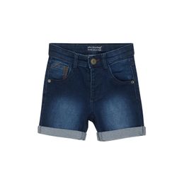 Shorts Minymo "Shorts MIShorts", Jungen, Gr. 92, N-Gr, blau (dunkelblau denim), Obermaterial: 80% Baumwolle CO. 19% Polyester PES. 1% Elasthan EL., Jeans Shorts