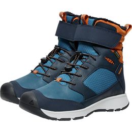 Winterstiefel Keen "SKUA WINTER WP", Kinder, Gr. 37, blau (sky captain, gold flame), Leder, Synthetik, Schuhe Winterstiefel, Snowboots, Winterboots, Winterschuhe, wasserdicht