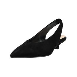 Slingpumps Gabor "Gabor Pumps Veloursleder", Damen, Gr. 38, schwarz, Veloursleder, Schuhe Slingpumps