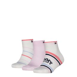 Kurzsocken Tommy Hilfiger "TH KIDS QUARTER 3P SPORT STRIPE", Damen, Gr. 27-30, pink, Obermaterial: 73% Baumwolle, 25% Polyamid, 2% Elasthan, Socken