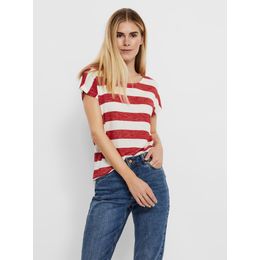V&eacute;ro Moda Kurzarmshirt VERO MODA "VMWIDE STRIPE SL TOP GA JRS NOOS", Damen, Gr. XL, goji berry stripes:snow wei&szlig;, Jersey, Obermaterial: 96% Viskose, 4% Elasthan, gestreift, regular fit normal, Rundhals, Shirts, Viskosemischung