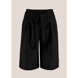 Madeleine Mode Bermudas MADELEINE "Bermuda Highwaist-Bermudas aus Leinen", Damen, Gr. 34, N + K Gr, schwarz, Obermaterial: 100% Leinen LI., Hosen Bermudas