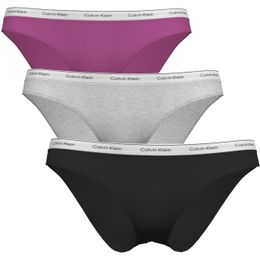 Bikinislip "BIKINI 3PK", Damen, Gr. M (38), schwarz, grau heather, stunning orchid, Jersey, Obermaterial: 90% Baumwolle, 10% Elasthan, Calvin Klein Underwear, unifarben, k&ouml;rpernah, Unterhosen, K&ouml;rpernahe Passform mit elastischem Bund