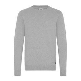 !Solid Strickfleece-Pullover SOLID "Strickpullover SDAkant", Herren, Gr. L, grau (gray melange), Obermaterial: 70% Baumwolle CO recyc.. 30% Polyester Pol. recyc.., Pullover