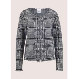 Madeleine Mode Strickjacke MADELEINE "Strickjacke Kurze Strickjacke in Tweed-Optik", Damen, Gr. 36/38, schwarz (schwarz, wei&szlig;), Obermaterial: 72% Viskose CV. 28% Polyester PES., Modern, normal, U-Boot-Ausschnitt, Strickjacken Strickjacke