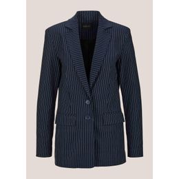 Madeleine Mode Longblazer MADELEINE "Blazer Langer, taillierter Blazer", Damen, Gr. 40, blau (marine, wei&szlig;), Obermaterial: 70% Viskose CV. 19% Polyamid PA. 8% Polyester PES. 3% Elasthan EL., Blazer Longblazer