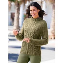 Strickpullover Inspirationen "Pullover", Damen, Gr. 38, gr&uuml;n (schilf, oliv, meliert), 80% Polyacryl, 15% Polyamid, 5% Polyester, meliert, unifarben, Pullover Strickpullover