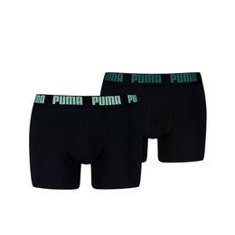 Boxershorts Puma "Puma MEN EVERYDAY BASIC BOXERS 2P", Herren, Gr. L, schwarz, mint, emerald, Jersey, Obermaterial: 95% Baumwolle, 5% Elasthan, k&ouml;rpernah, Unterhosen, mit Puma Webbund