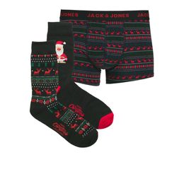 Jack & Jones Trunk JACK & JONES "JACXMAS REINDEER GIFTBOX", Herren, Gr. S, 3 Stk., schwarz pack:schwarz, schwarz, Jersey, Obermaterial: 95% Baumwolle, 5% Elasthan, gemustert, bequem, Unterhosen Trunk