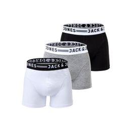 Jack & Jones Boxershorts JACK & JONES "Boxershort SENSE TRUNKS 3 PACK 3er Pack", Herren, Gr. L, bunt (schwarz, grau, wei&szlig;), Obermaterial: 95% Baumwolle CO. 5% Elasthan EL., Unterhosen