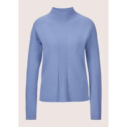 Madeleine Mode Longpullover MADELEINE "Strickpullover Kaschmir-Pullover mit Pointelle-Muster", Damen, Gr. 44, blau (stahlblau), Obermaterial: 90% Schurwolle WV. 10% Kaschmir WS., Pullover Longpullover