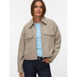 V&eacute;ro Moda Kurzjacke VERO MODA "VMFORTUNEFREJ SHORT JACKET GA BOO", Damen, Gr. M, silber mink detail:melange, Web, Obermaterial: 100% Polyester, meliert, h&uuml;ftlang, Jacken Kurzjacke